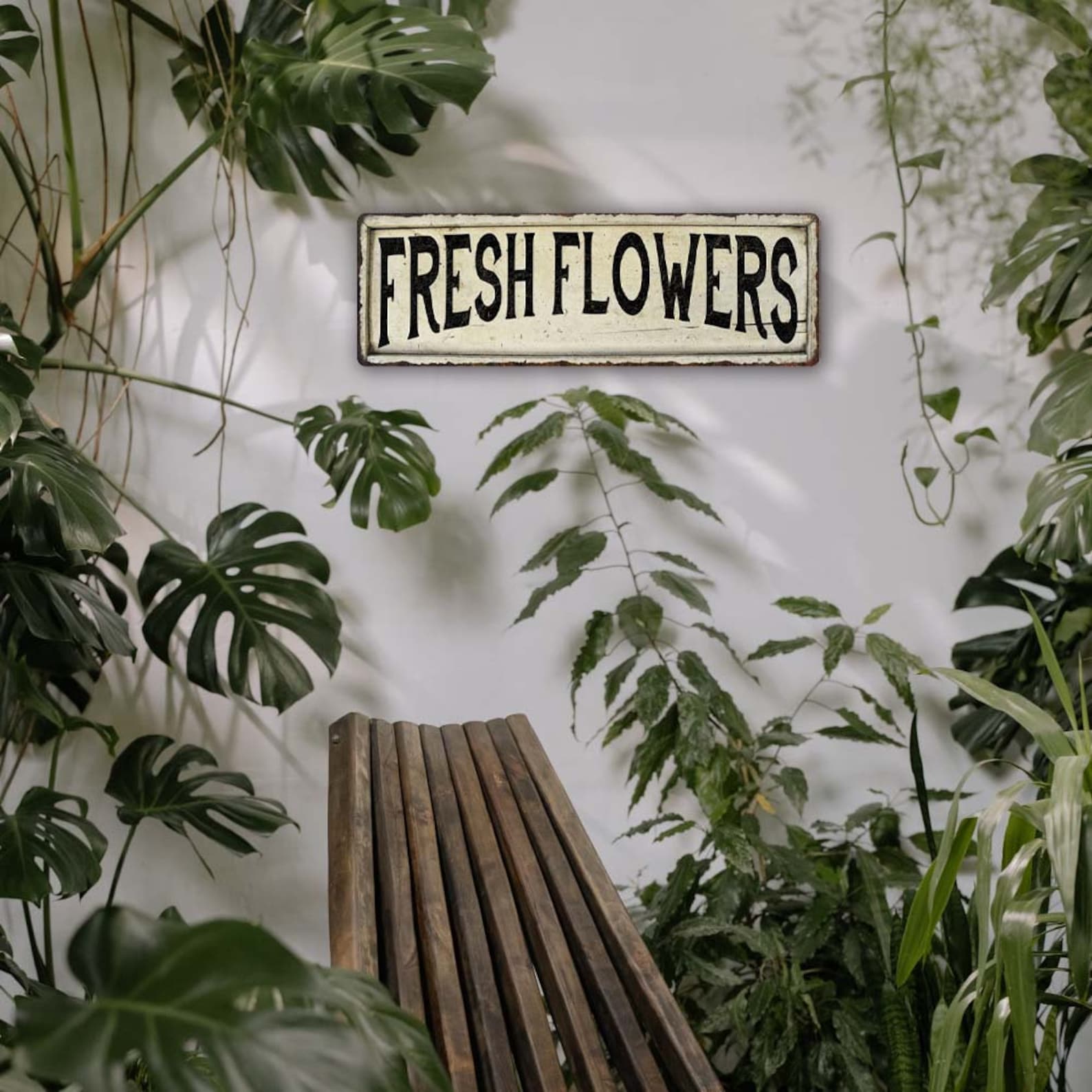 Fresh Flowers Sign, Garden Vintage Looking Farm House Wall Decor ...