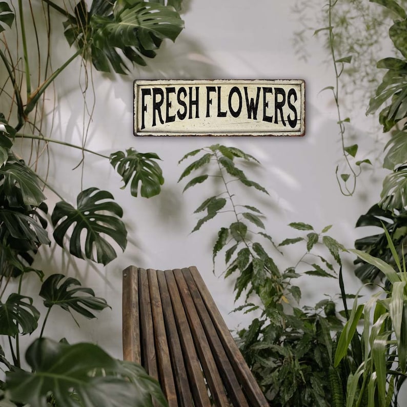 Fresh Flowers Sign Garden Vintage Looking Farm House Wall - Etsy