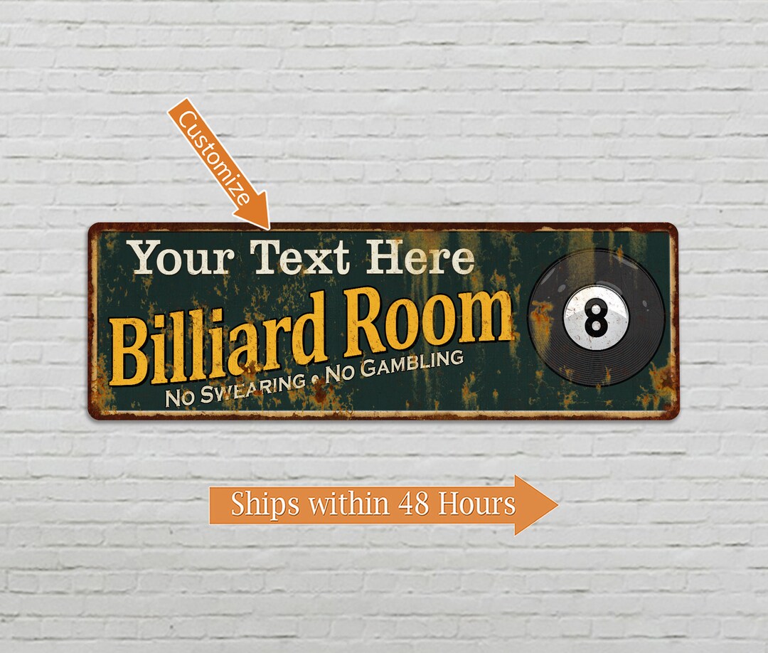 Personalized Billiard Room Sign, Pool Sign, Game Room Decor, Man Cave ...