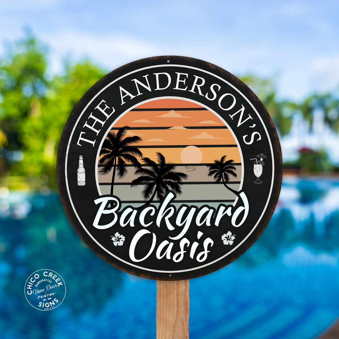 Personalized Backyard Oasis Sign, Patio Sign, Backyard Wall Decor, Gift ...
