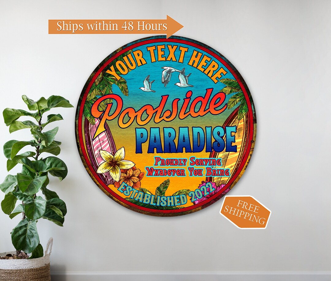 Personalized Pool Sign, Swimming Pool Decor, Custom Backyard Sign ...