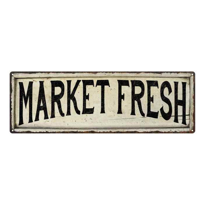 Market Fresh Sign, Vintage Lookomng Market Fresh Farmhouse Wall Decor ...