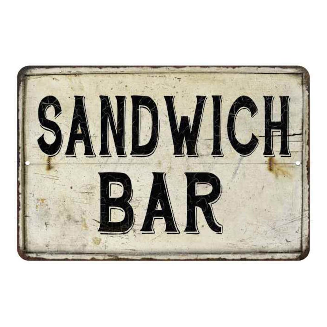 Sandwich Bar Sign, Deli Vintage Look Decor, Sub Shop, Chic Distressed ...