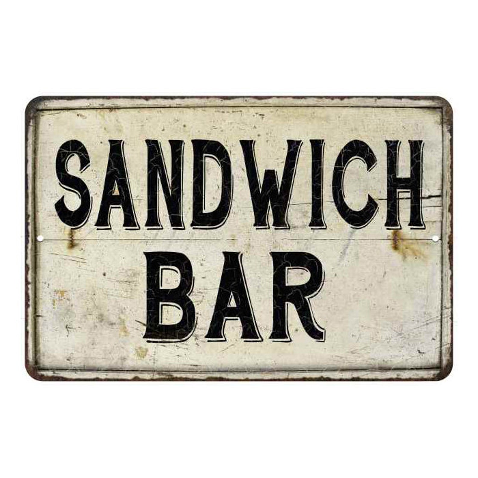 Sandwich Bar Sign, Deli Vintage Look Decor, Sub Shop, Chic Distressed ...