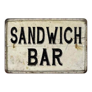 Sandwich Bar Sign, Deli Vintage Look Decor, Sub Shop, Chic Distressed ...