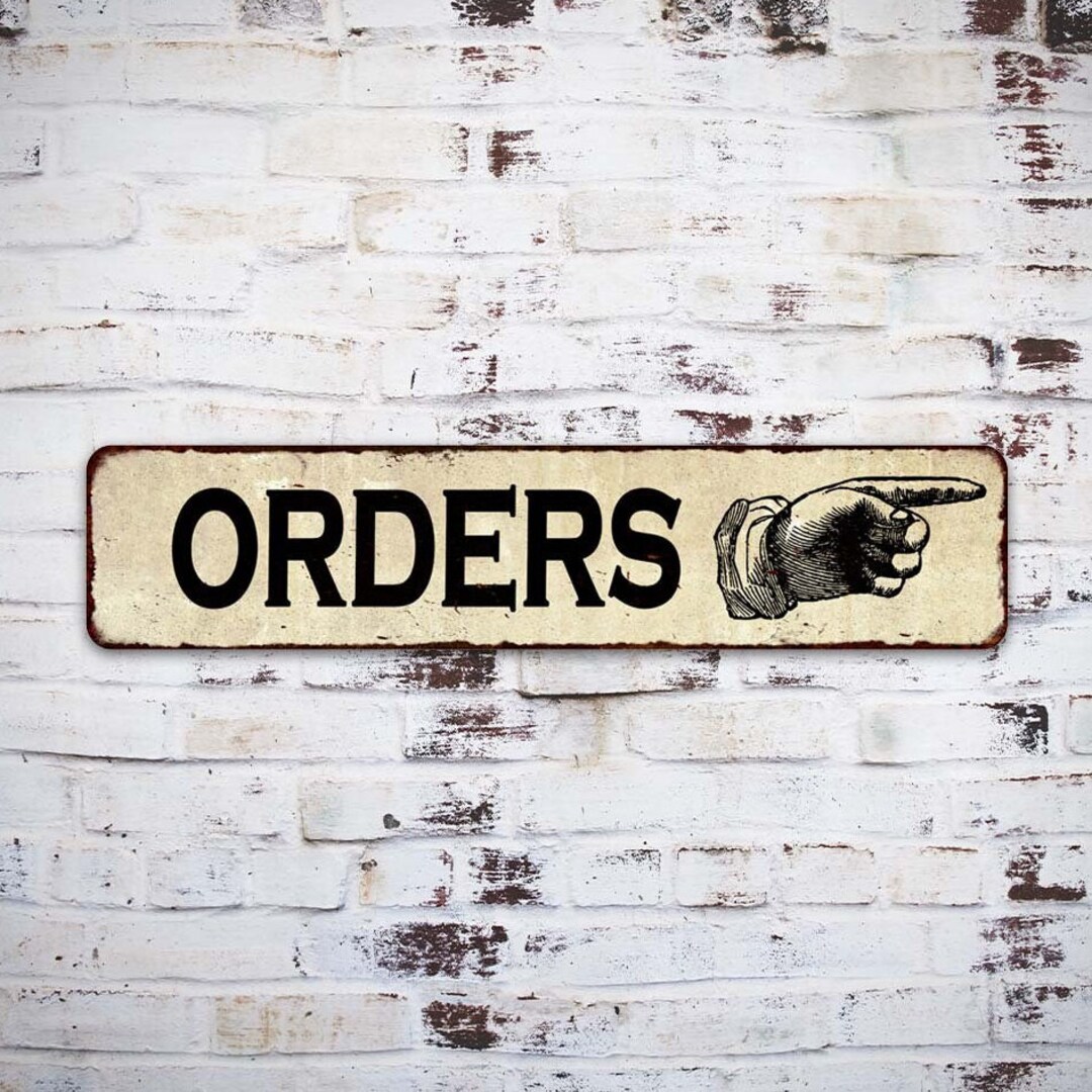 Orders Right Hand Pointer Sign Order Here Vintage Rustic Look Sign ...