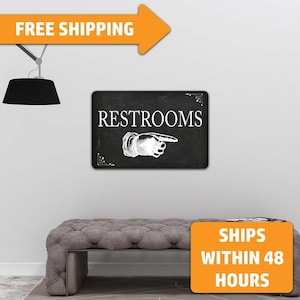 Restrooms Right Arrow Sign, Restaurant Sign, Cafe Diner Wall Decor ...