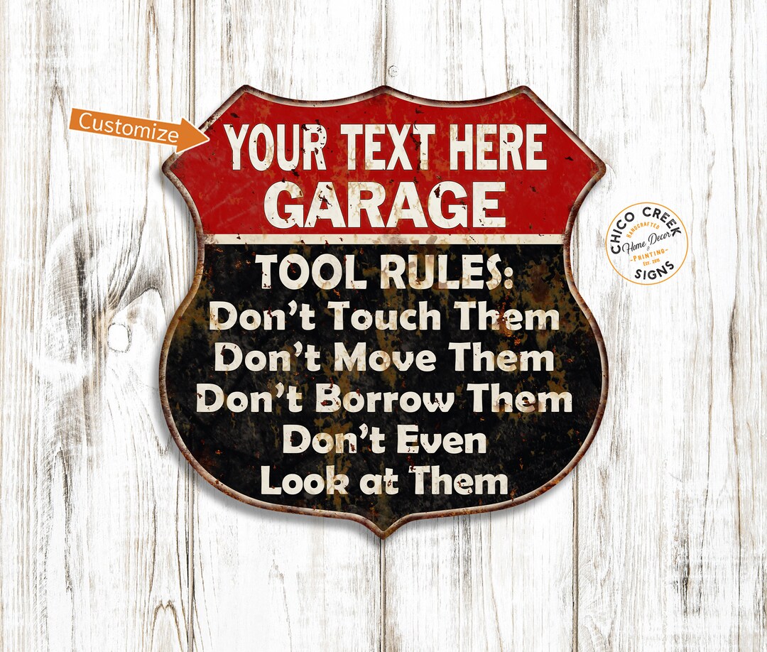 Personalized Garage Sign, Your Name Garage Tool Rules, Gift for Dad ...