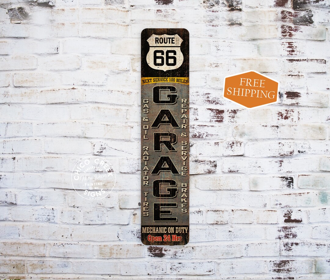 Garage Route 66 Sign, Auto Shop Decor, Repair, Mechanic Dad Sign Gift ...