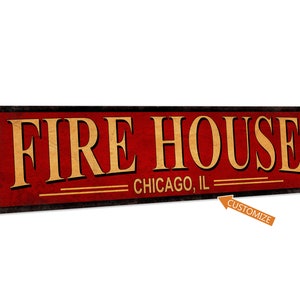Custom Fire House Sign City Patriotic Fireman Police Thin Red Line Gft ...