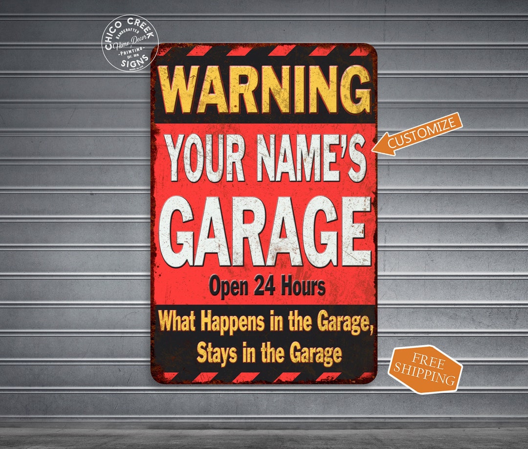 Custom Garage Sign Warning Sign Personalized Man Cave Garage Shop Wall ...