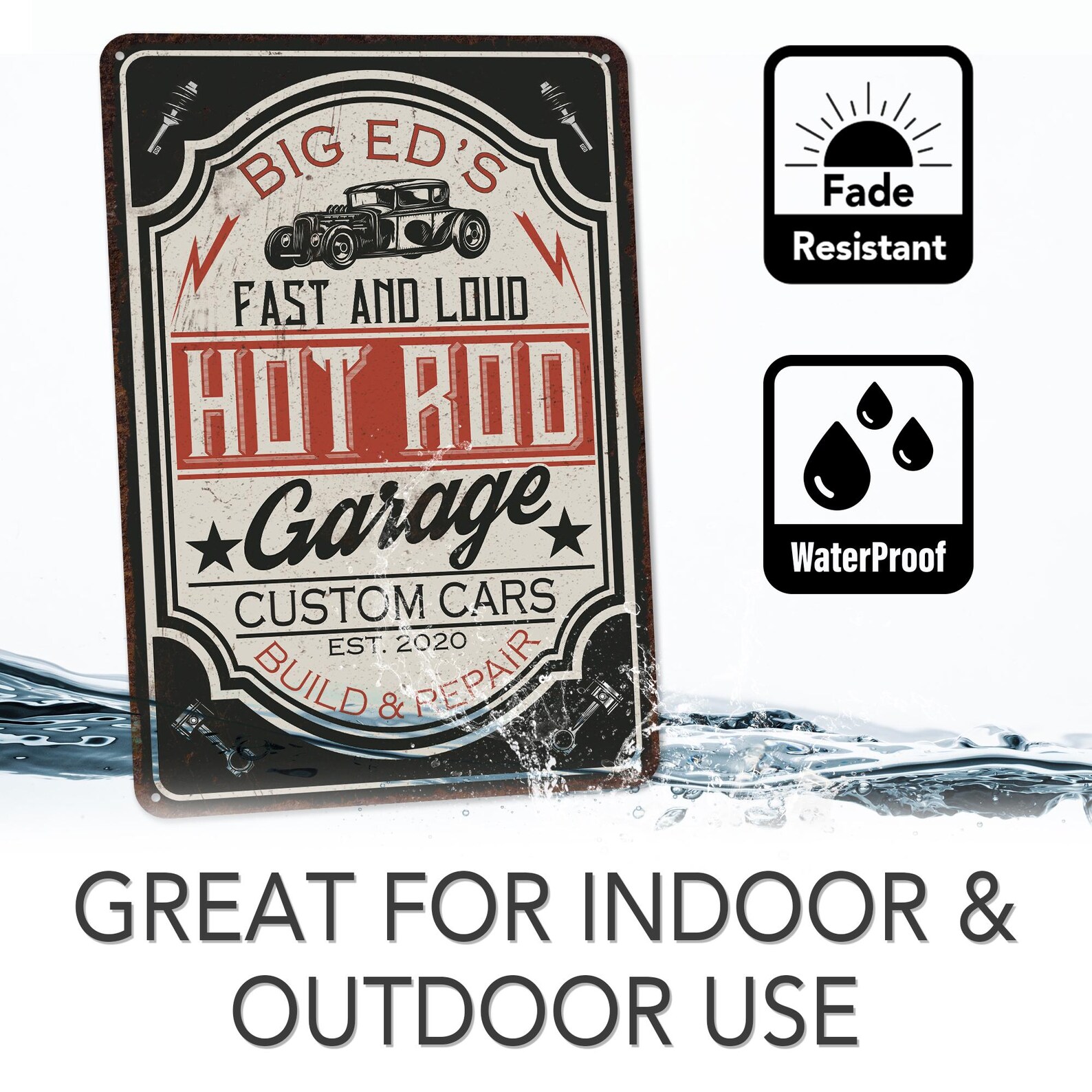 Personalized Garage Sign, Hot Rod Garage, Fathers Day Gift, Workshop ...