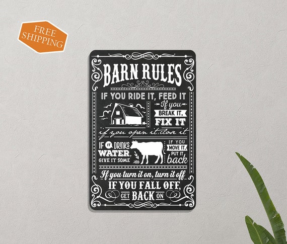 Barn Rules Sign Farmhouse Barn Inspirational Signs - Etsy