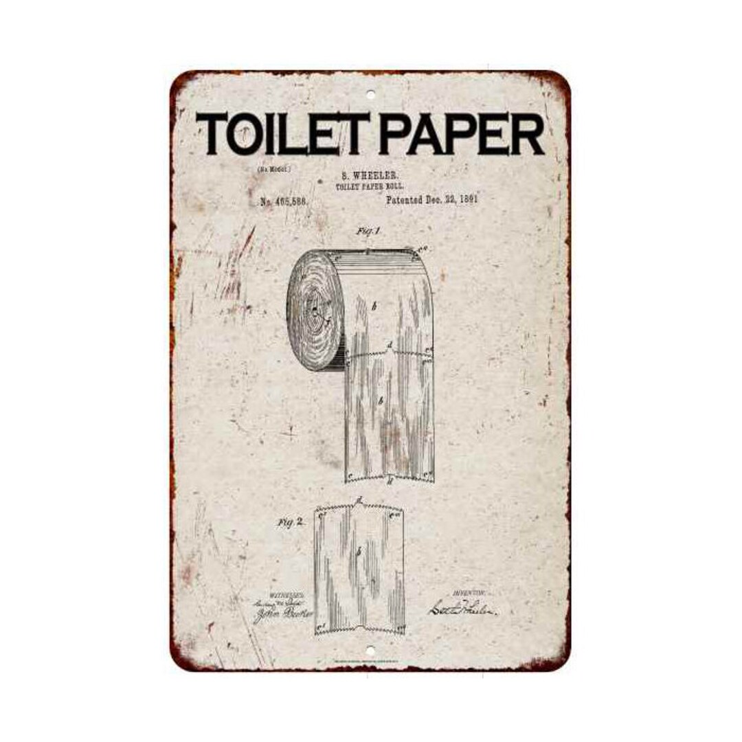 Toilet Paper Patent Sign, Bathroom Sign, Wash Room Decor, Restroom Sign ...