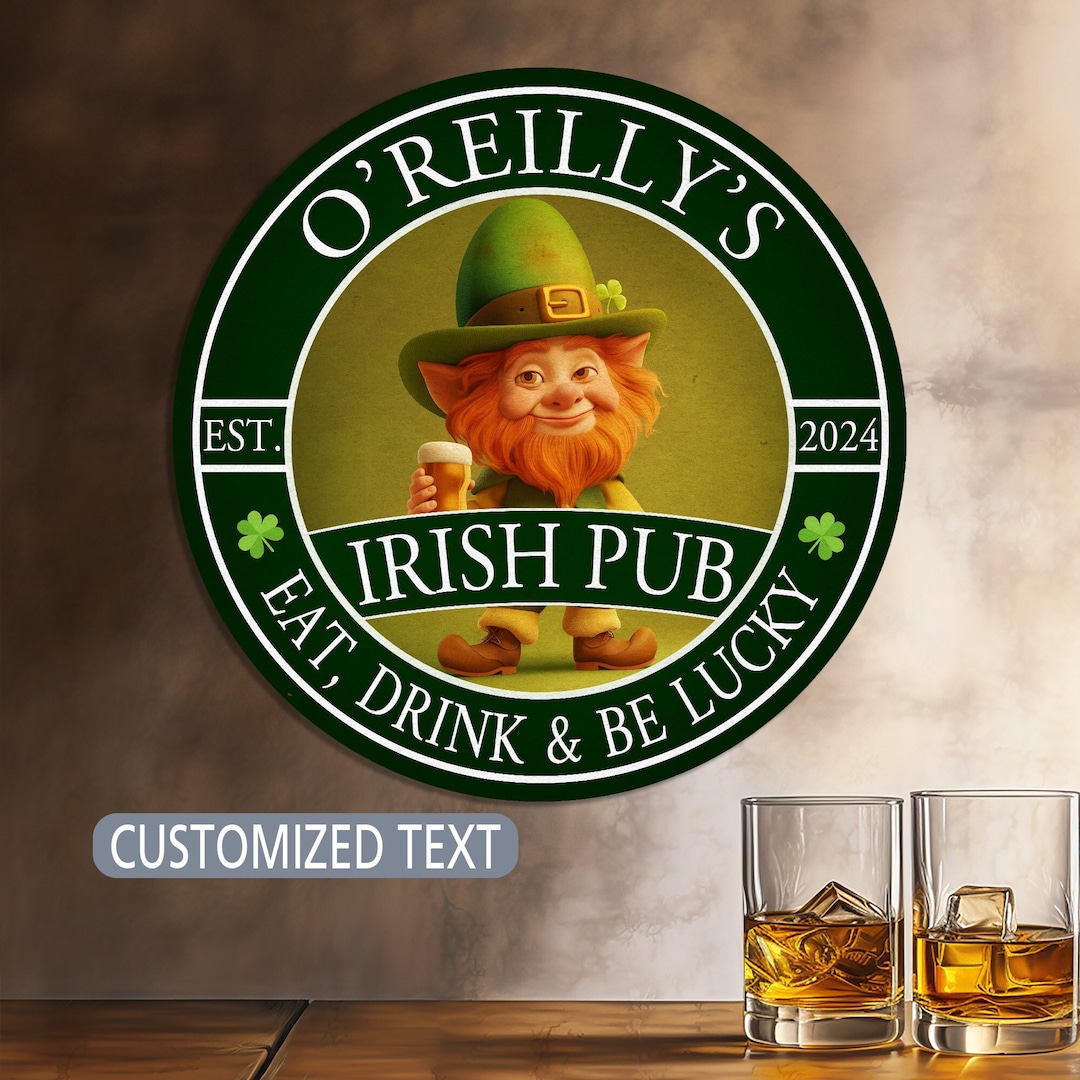Irish Pub Sign for Bar Decor, Personalized Irish Bar Decor, Irish ...