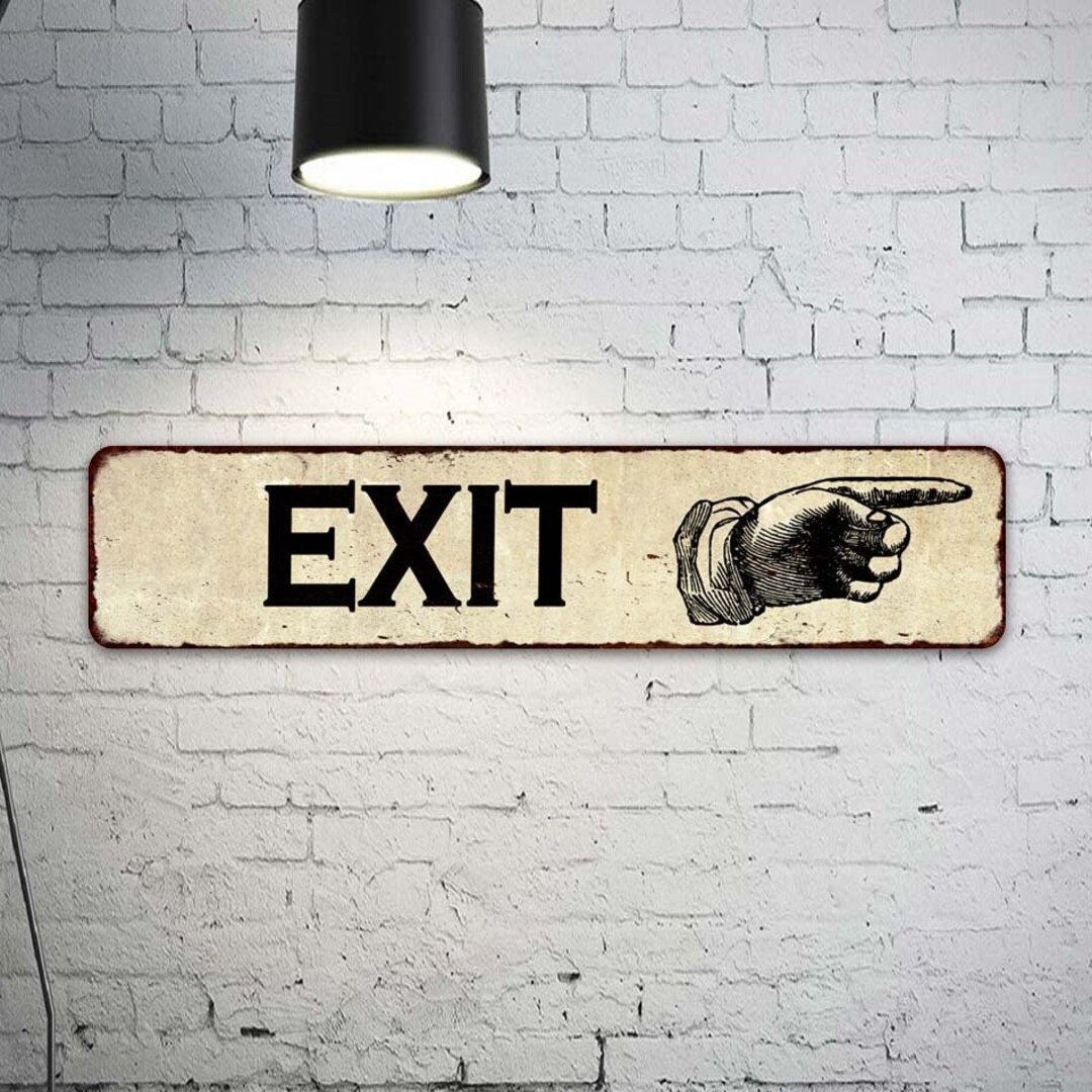 EXIT Right Hand Pointer Sign Vintage Look Restaurant Diner Shop Bar ...