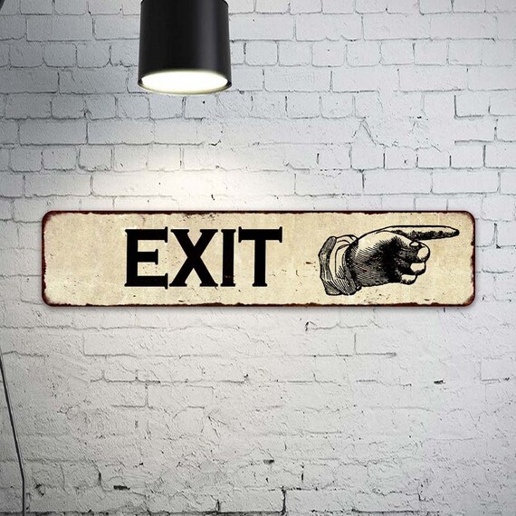 EXIT Right Hand Pointer Sign Vintage Look Metal Restaurant | Etsy