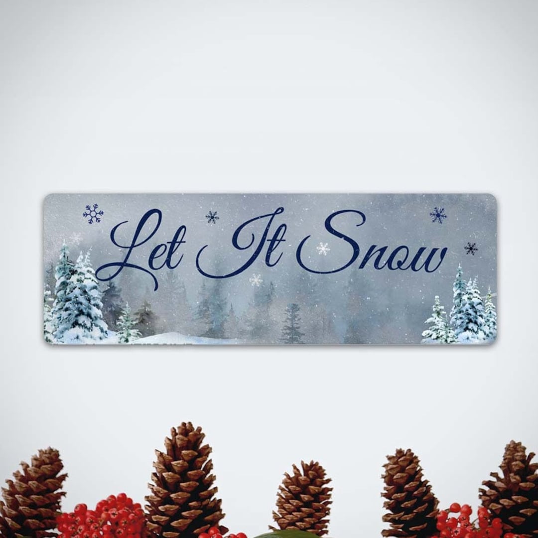 Let It Snow Sign, Winter Holiday Christmas Wall Decor, Vintage Looking ...