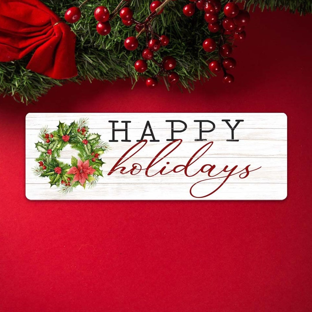 Happy Holidays Sign, Christmas Wreath Decor, Christmas Signs, Xmas ...