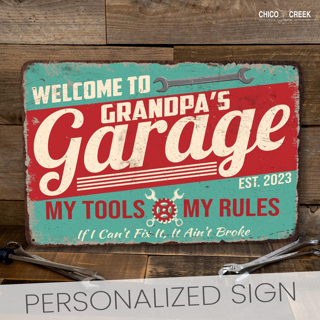 Custom Garage Sign, Personalized Sign, Man Cave Decor, Garage Decor ...