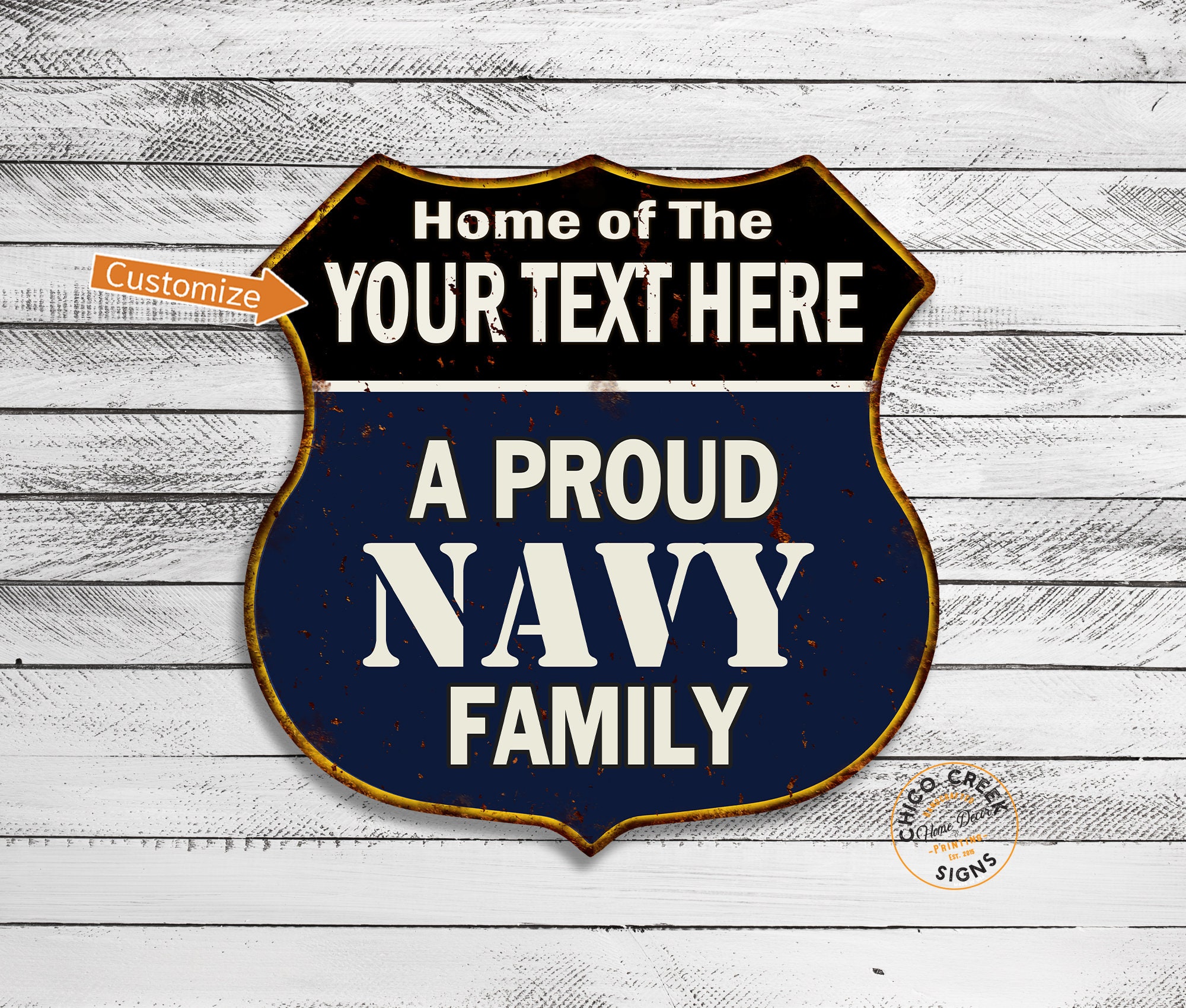 Personalized Navy Family Sign, Proud Military Family Shield Sign, Your ...