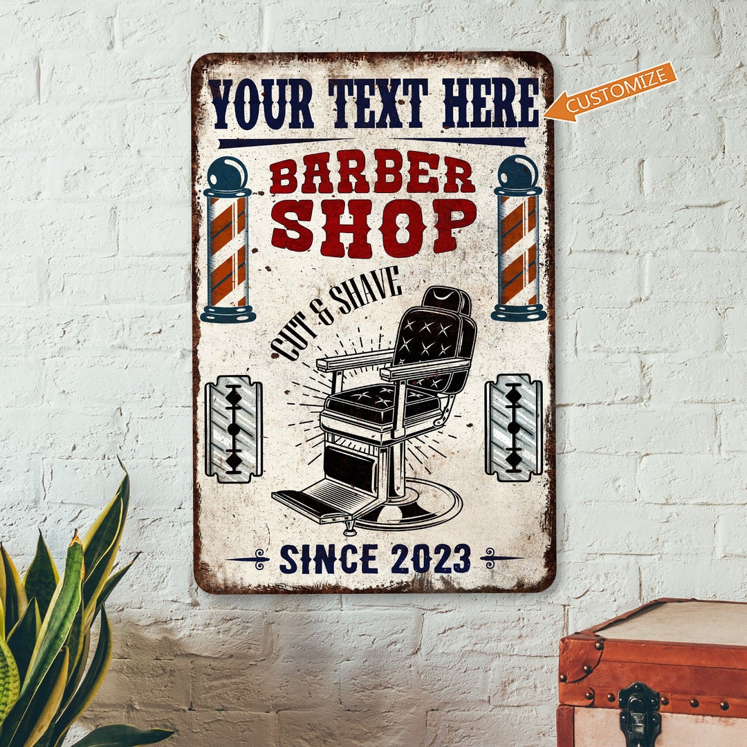 Custom Barber Shop Sign Barber Pole Sign Shave Cut Haircut Decor Hair ...