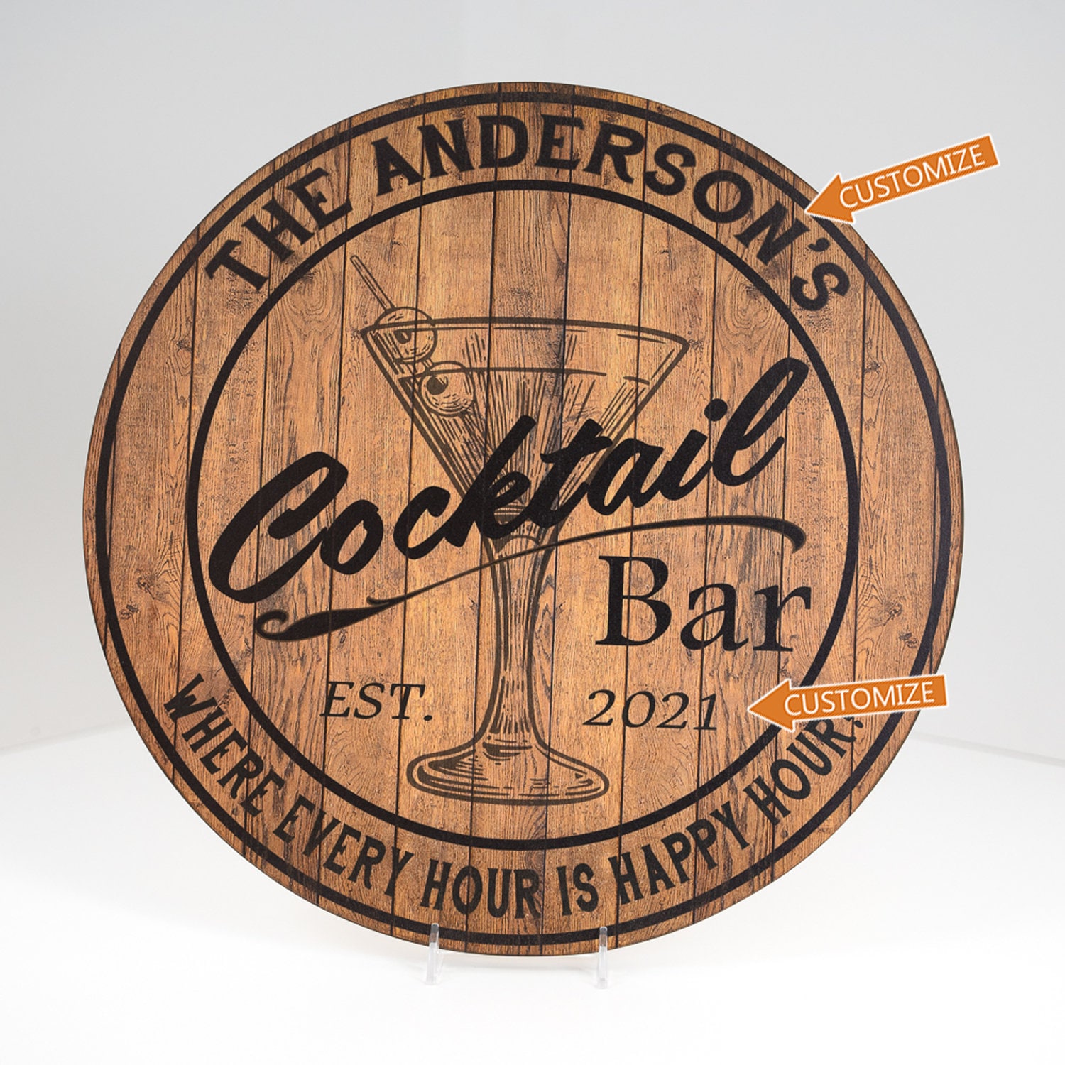 Personalized Cocktail Bar Sign Wood Sign Home Bar Lounge - Etsy
