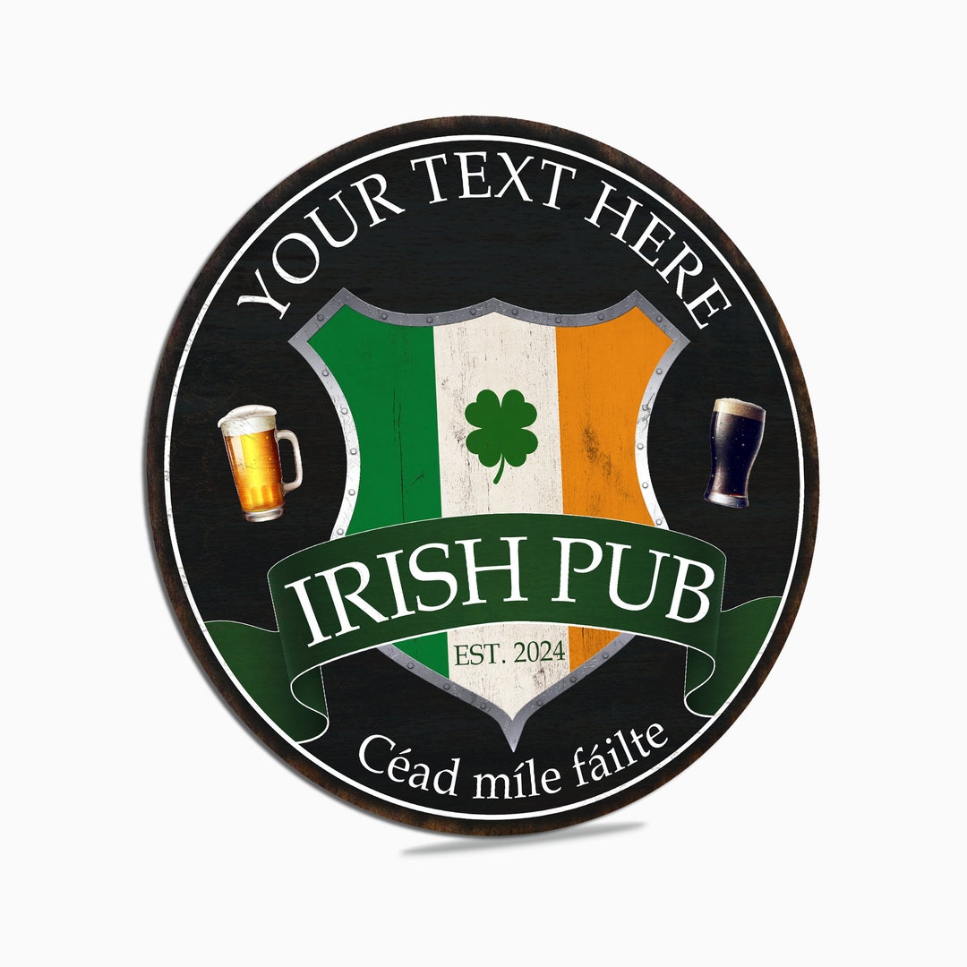 Irish Bar Sign With Family Name Personalized Home Pub Decor Irish Flag ...