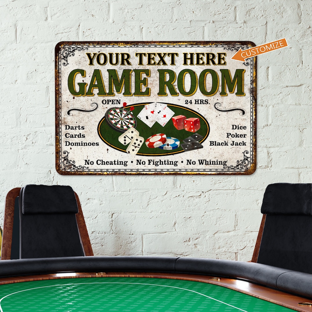 Personalized Game Room Sign Family Rec Room Sign Card Room Pool ...