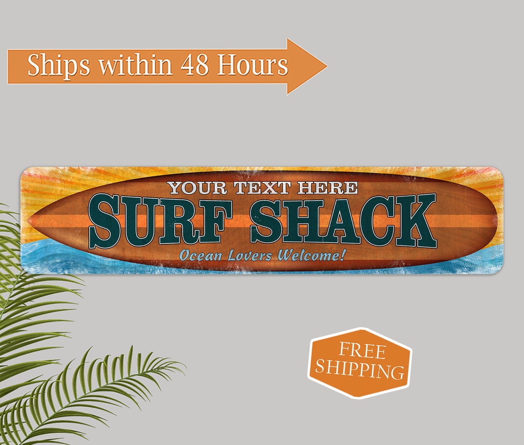 Custom Surf Shack Decor Sign, Personalized Gift, Surf Shop, Surfboard ...