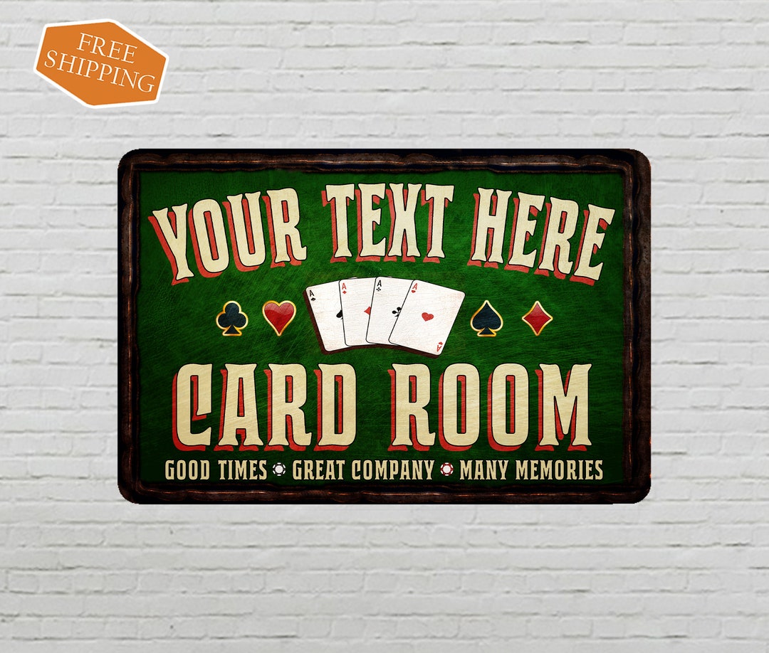Personalized Card Room Sign, Poker Room, Home Casino Game Room Man Cave ...