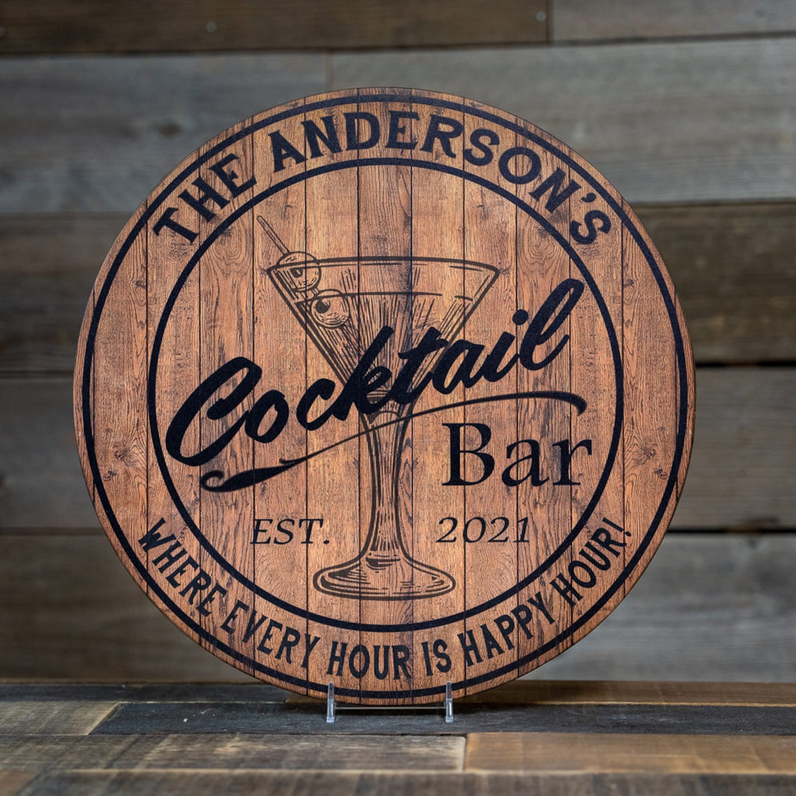 Personalized Cocktail Bar Sign Wood Sign Home Bar Lounge - Etsy