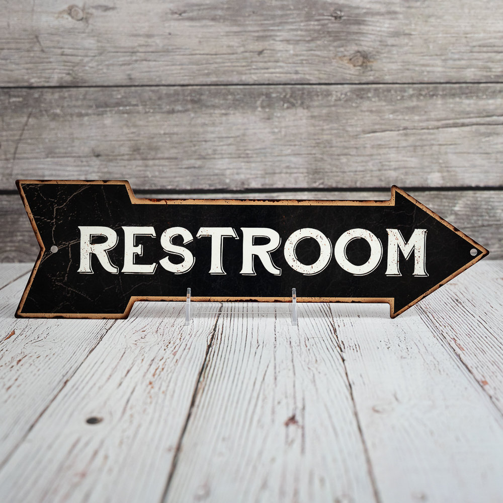 Restroom Sign Restroom Right Arrow Sign Vintage Looking - Etsy
