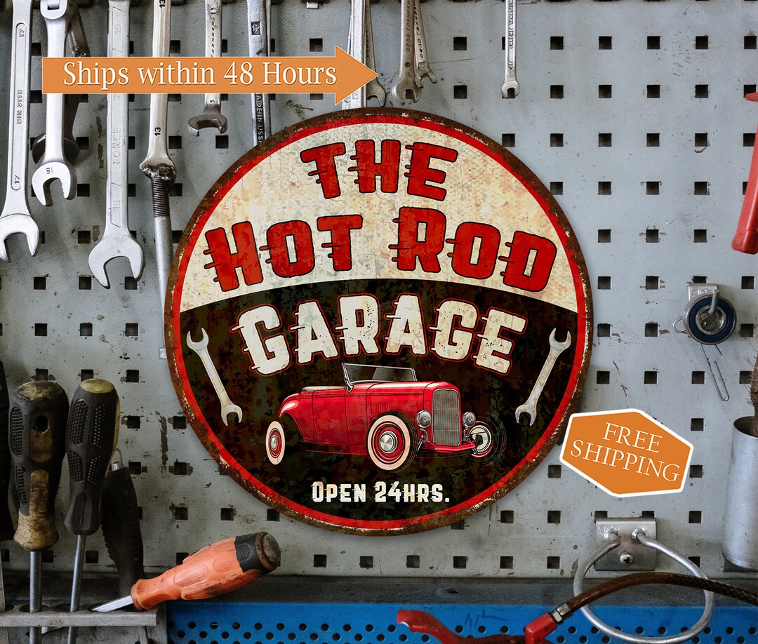 Hot Rod Garage Sign, Workshop Sign, Garage Decor, Gift for Dad, Fathers ...