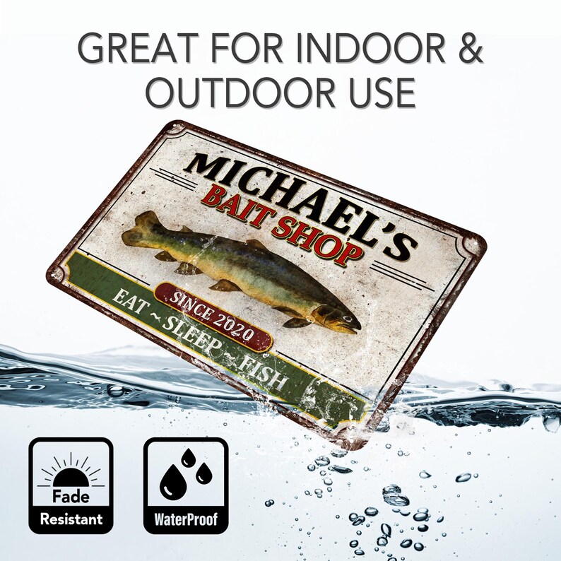 Personalized Bait Shop Sign, Fishing Gifts, Bait & Tackle, Gift for Him ...