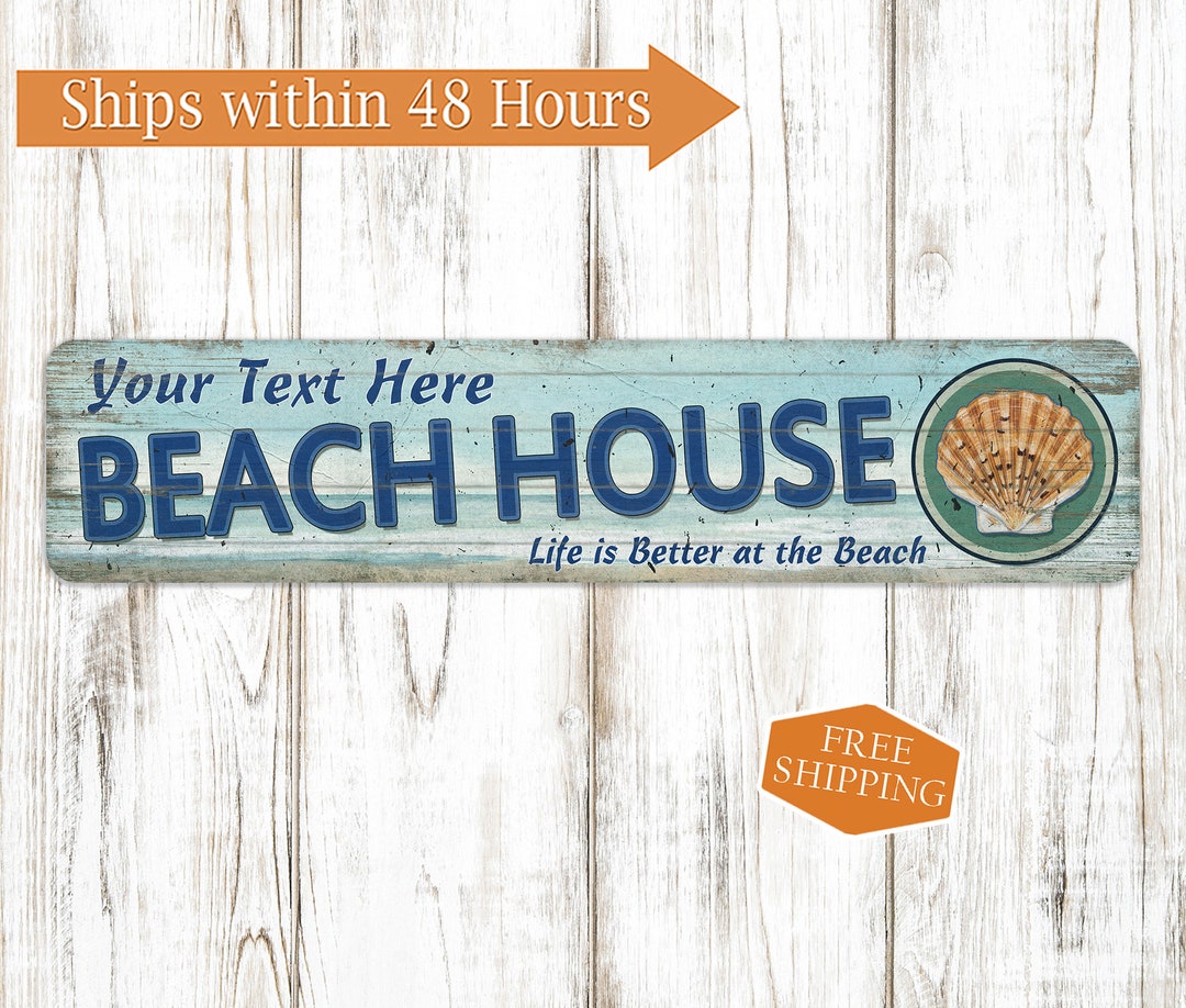 Custom Beach House Sign, Personalized Gift Decor, Surf, Ocean, Vacation ...
