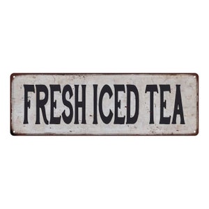 FRESH ICED TEA Sign, Vintage Look Rustic Tea Sign, Chic Retro ...