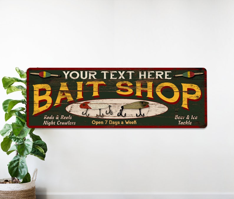 Personalized Bait Shop Sign Fishing Signs Decor Man Cave Decorations ...