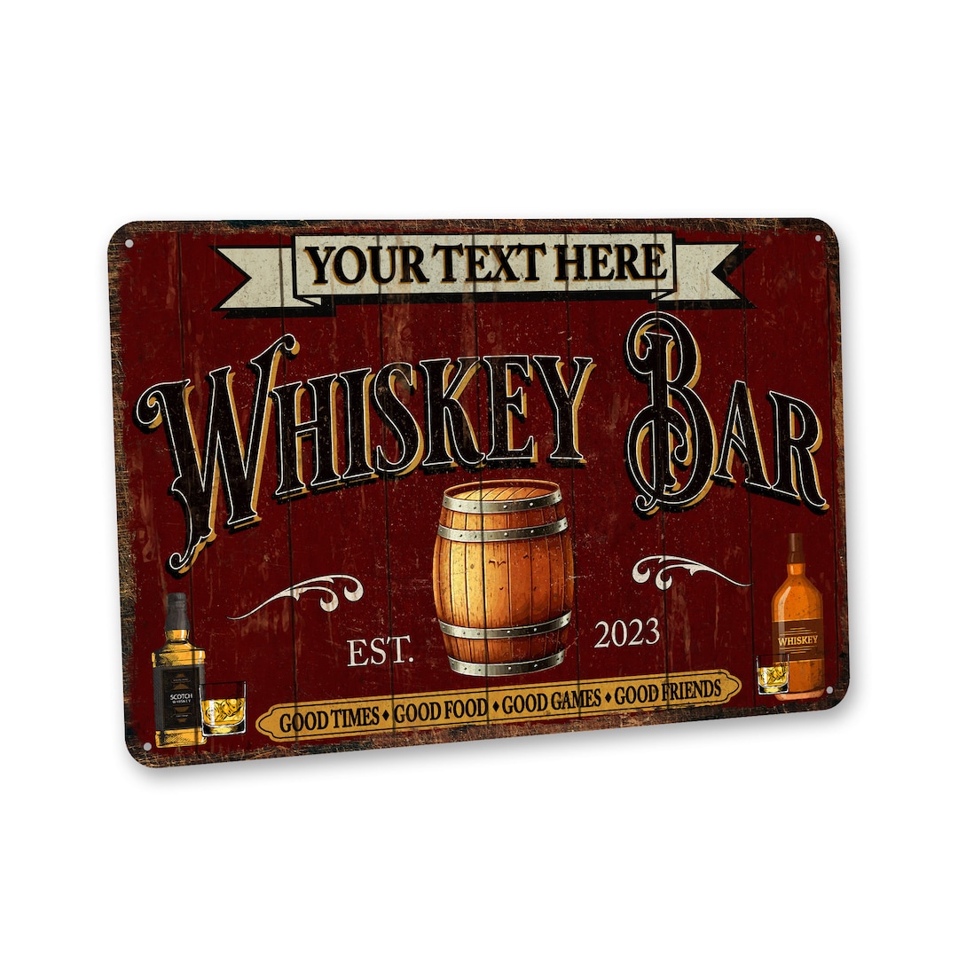 Personalized Whiskey Sign, Whiskey Bar Sign, Home Bar Signs, Custom Bar ...