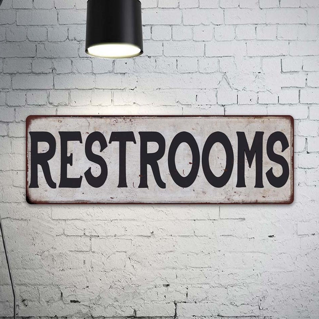 RESTROOMS Sign, Vintage Looking Rustic Bathroom Sign, Ladies Room Mens ...