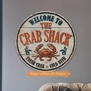 Crab Shack Sign, Coastal Wall Art, Sea Decor, Metal Sign, Beach House ...