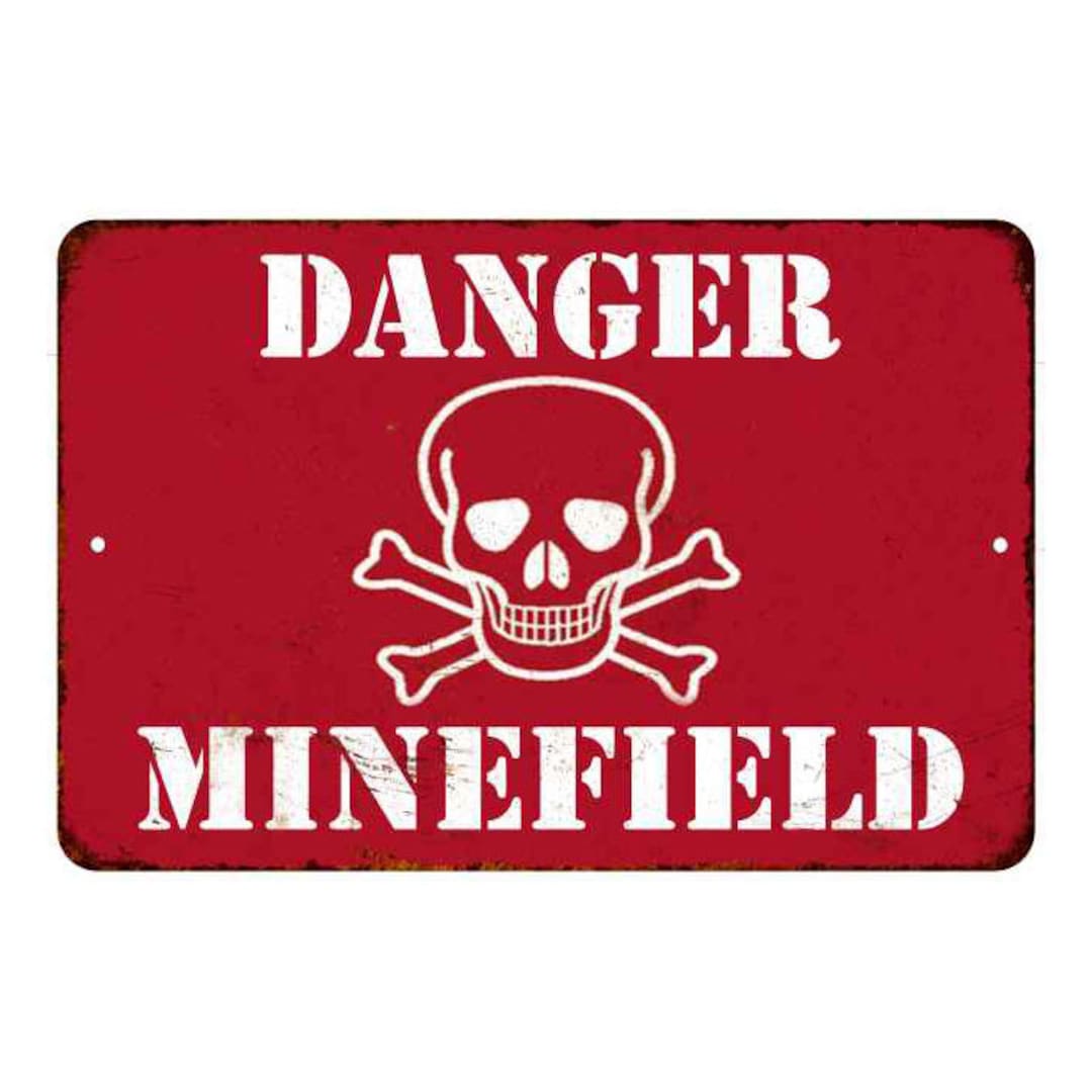 Danger Minefield Sign, Caution Vintage Looking Reproduction Sign ...