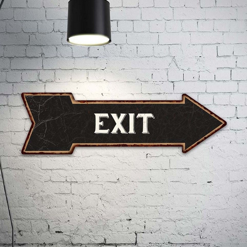 Exit Sign Exit Right Arrow Sign Vintage Looking Plaque - Etsy
