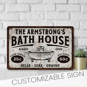 Personalized Sign, Custom Bath Sign, Bathroom Wall Decor, Wash Room ...