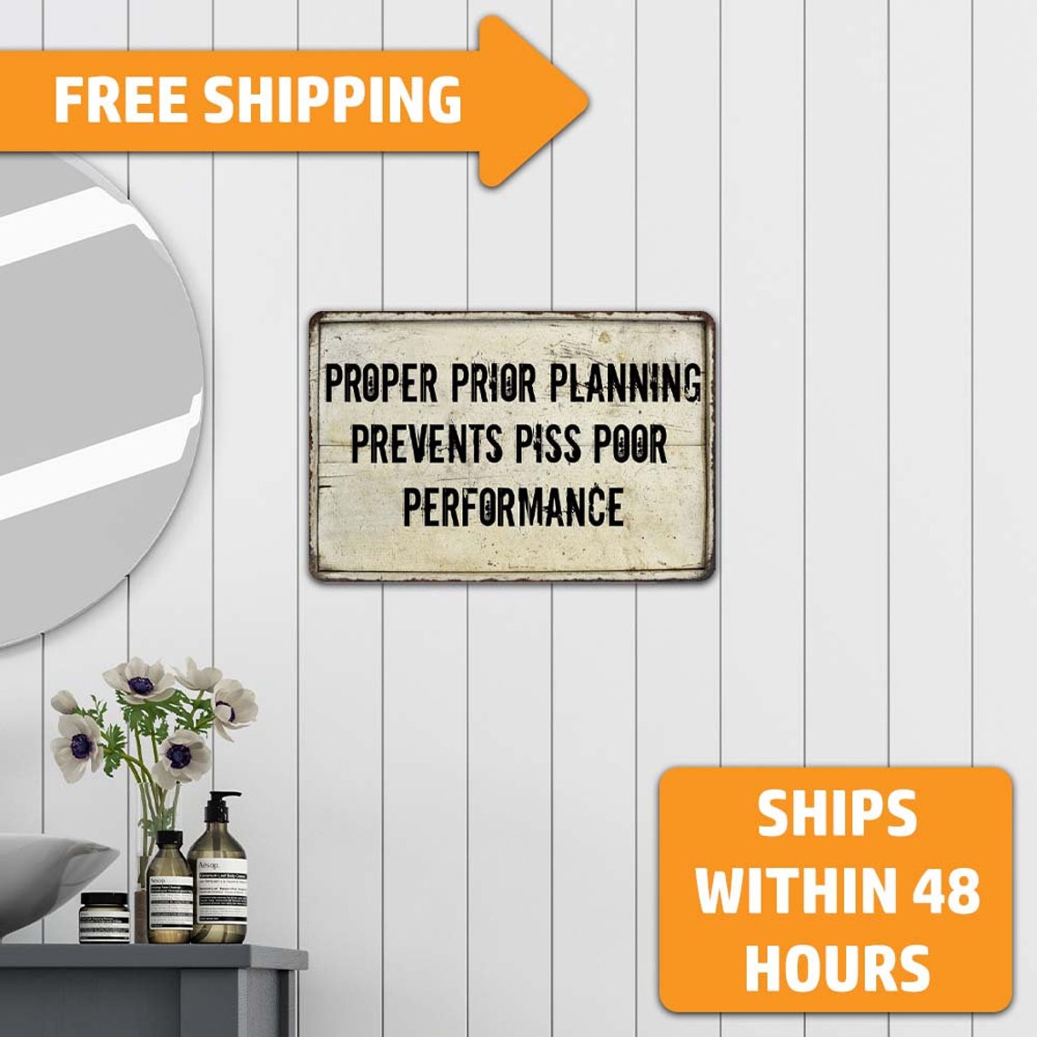 Funny Alliteration Sign Proper Prior Planning Prevents Piss - Etsy