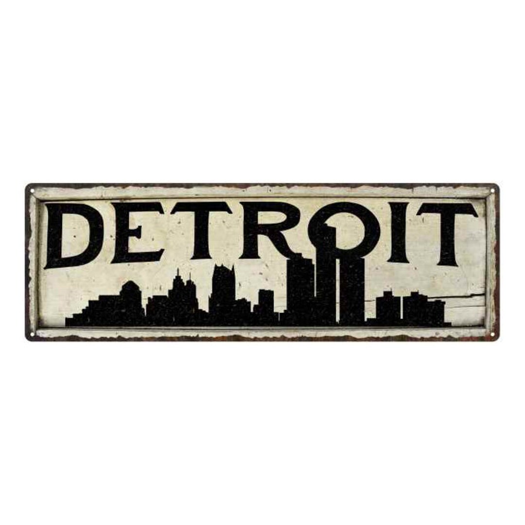 Detroit City Sign, Detroit Sky Line Silouette Wall Decor, Chic Wall ...