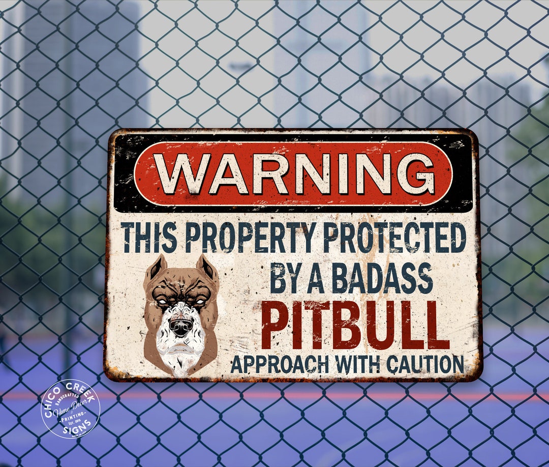 Warning Pit Bull Sign, Pitbull Sign, Beware of Dog, Dog Lover Gift ...