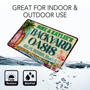 Custom Backyard Oasis Sign, Patio Decor, Outdoor Pool Sign, Tropical ...