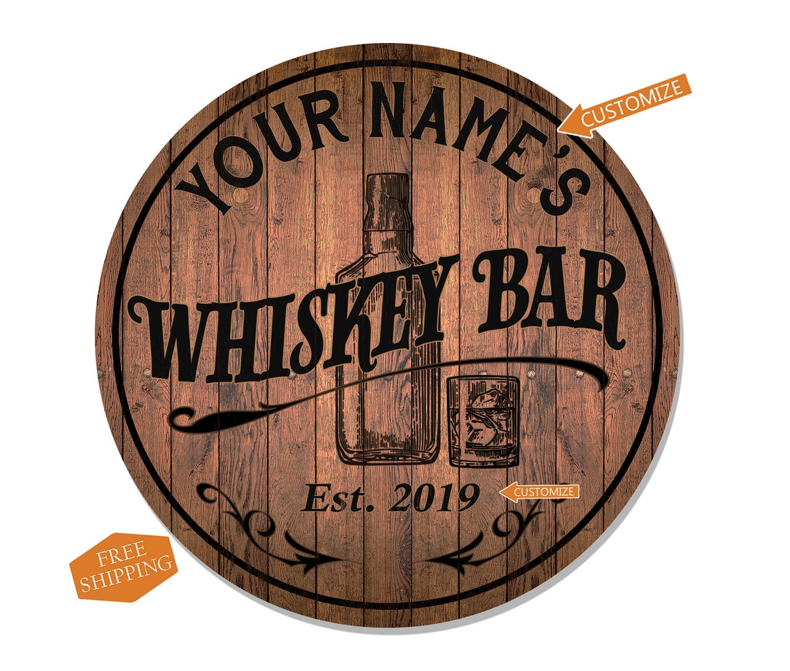 Personalized Whiskey Bar Sign Wood Signs Pub Bar Man Cave Wall - Etsy