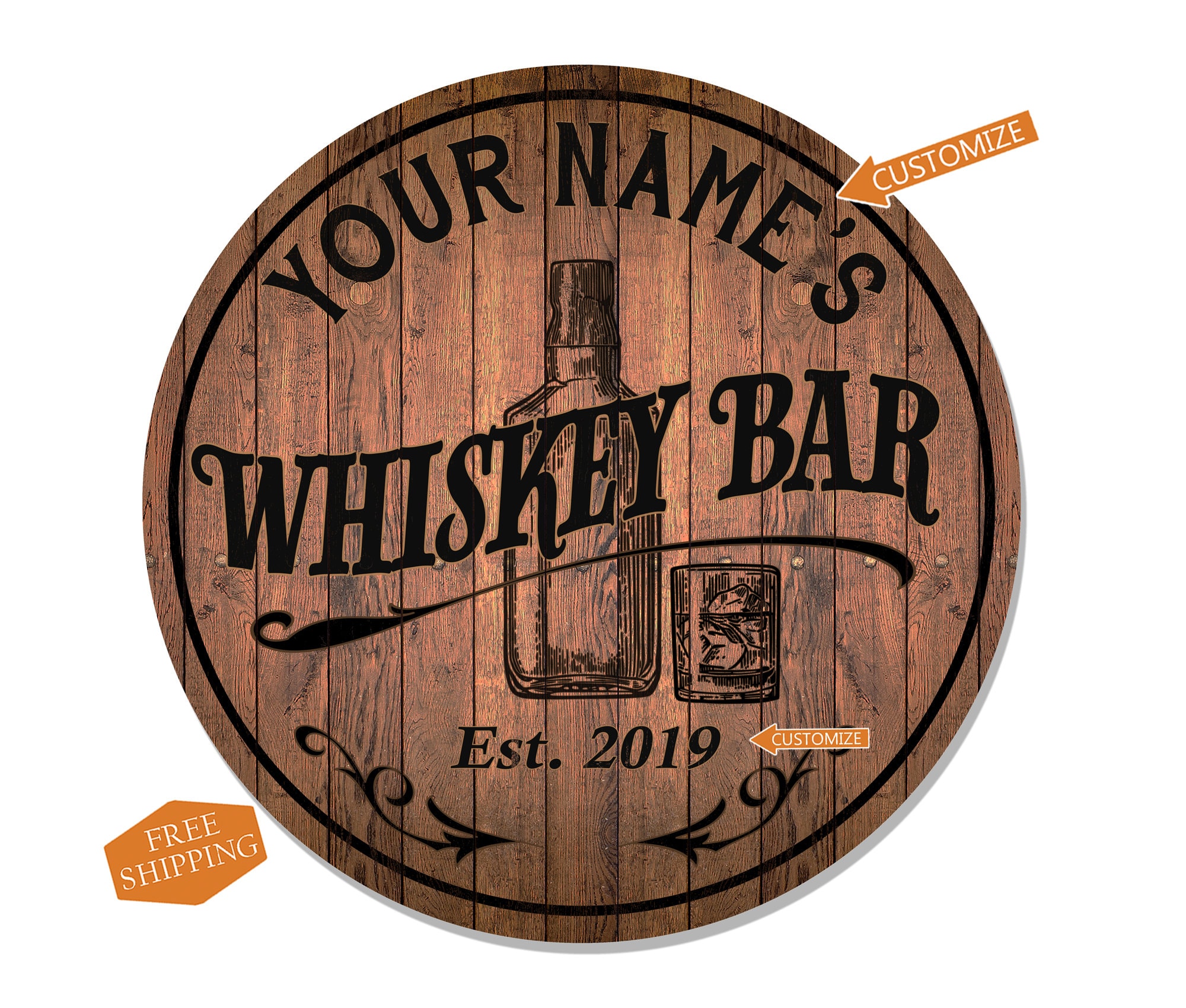 Personalized Whiskey Bar Sign Wood Signs Pub Bar Man Cave Wall - Etsy